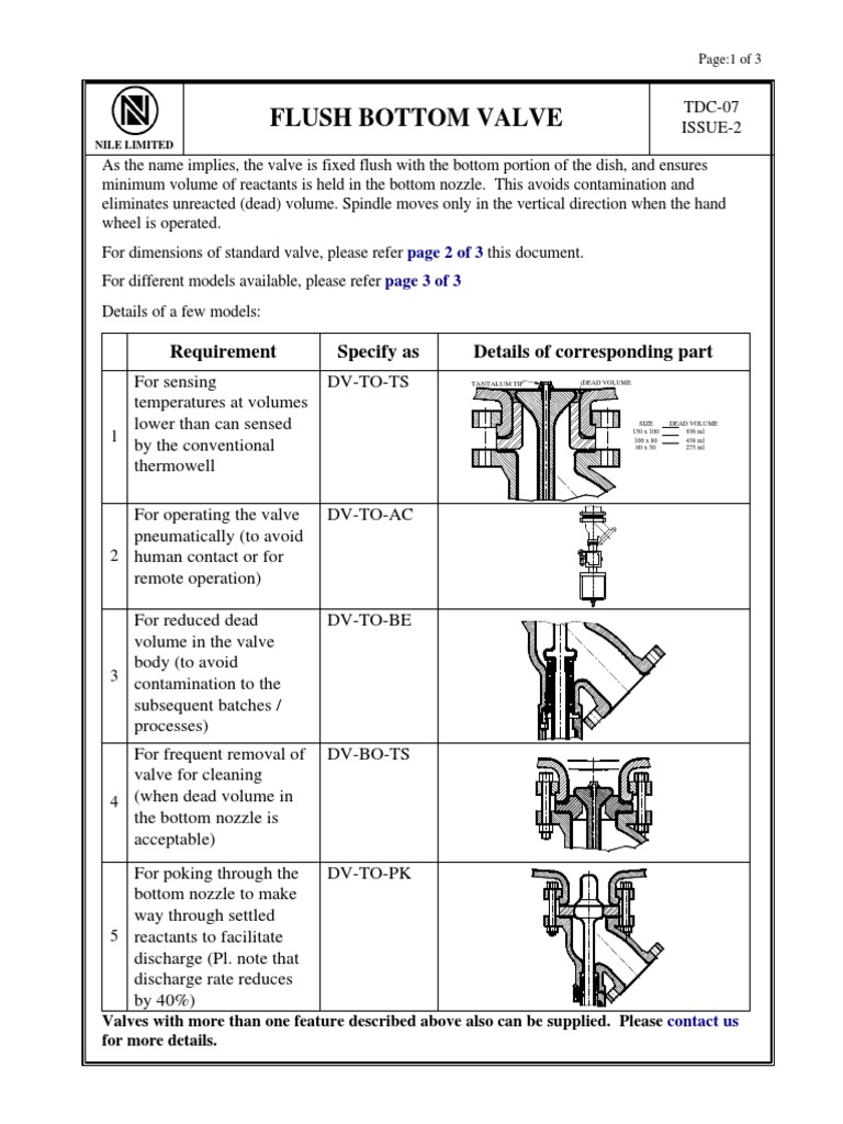 Flush Bottom Valves | PDF | Valve | Mechanical Engineering