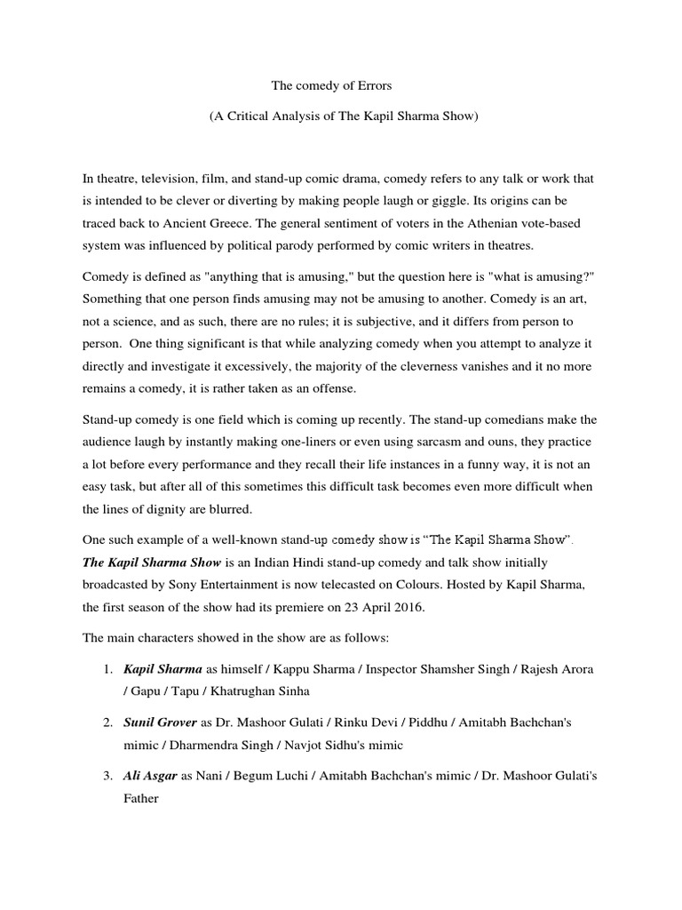 The Comedy of Errors | PDF | Comedy | Stand Up Comedy