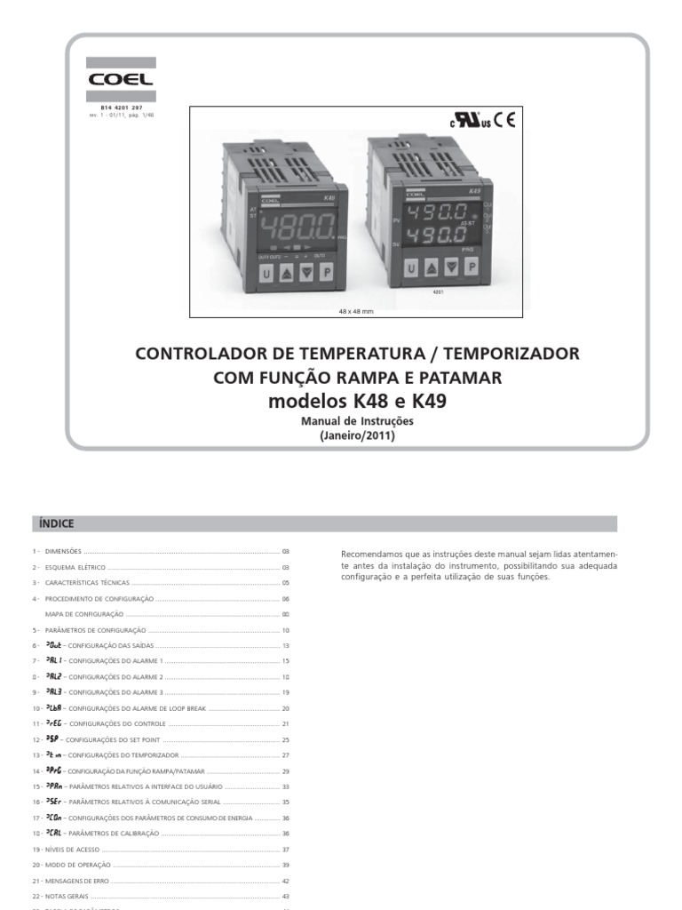Manual: Controlador Temp. K48/K49 | PDF | Termopar | Eletricidade