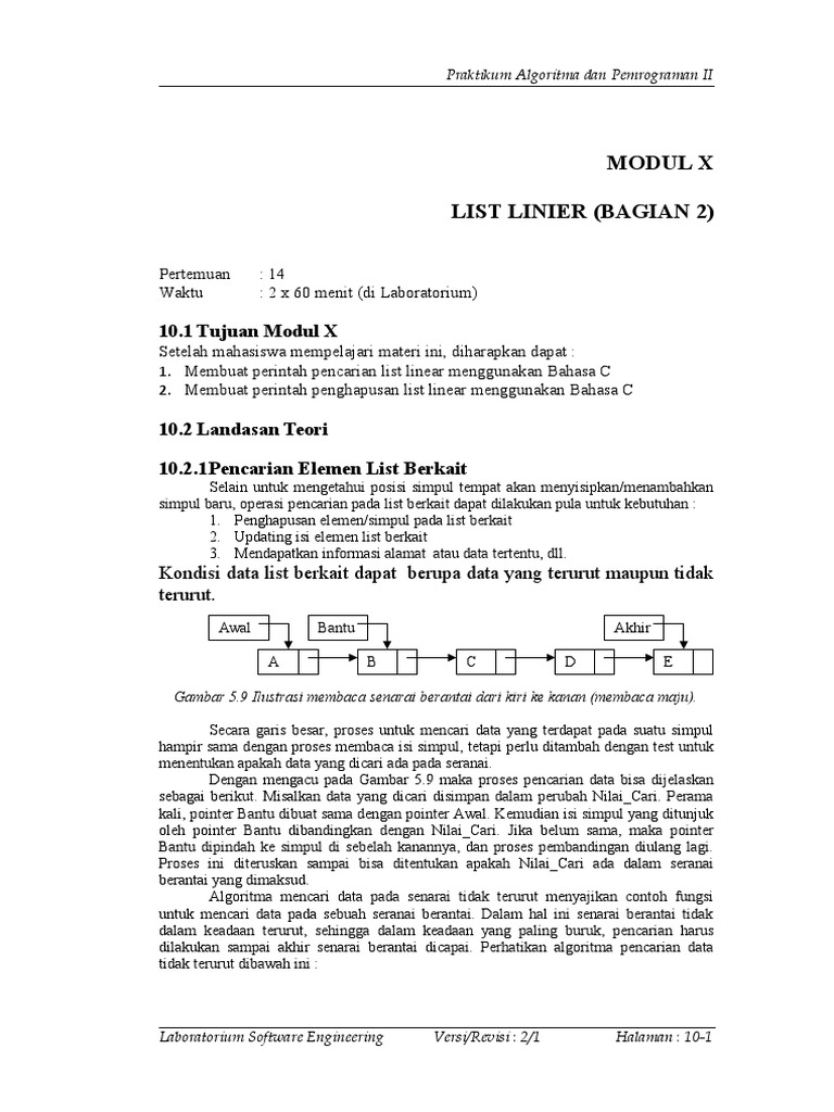 Modul 10 Alpro 2 - List Linier 2 | PDF
