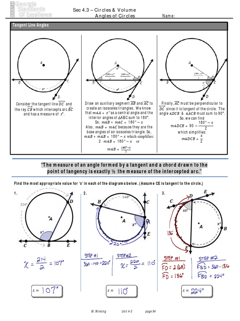 Angles and Tangents in Circles | PDF | Angle | Circle