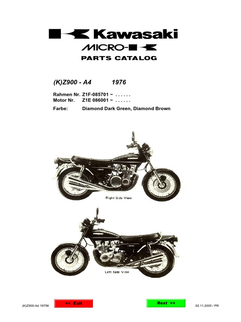 Kawasaki Z900-A4 Parts List | PDF | Piston | Screw