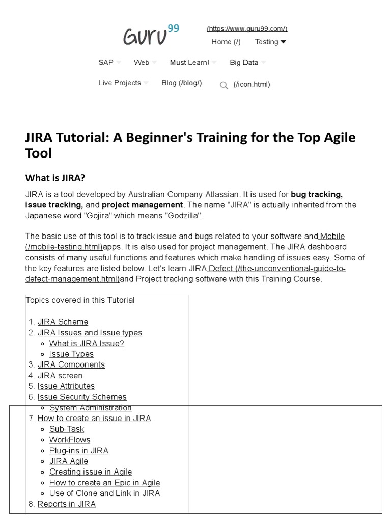 JIRA Tutorial - A Beginner's Training For The Top Agile Tool | PDF ...