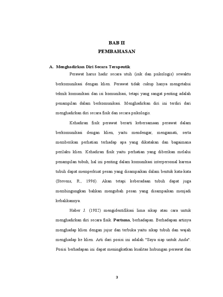 Menghadirkan Diri Secara Terapeutik, Dimensi Respon Dan Dimensi Tindakan | PDF