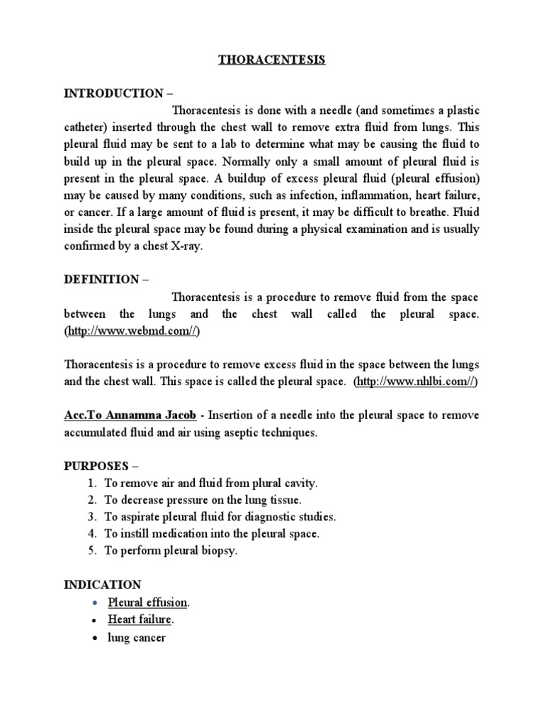 Thoracentesis Introduction | PDF | Diseases And Disorders | Medicine