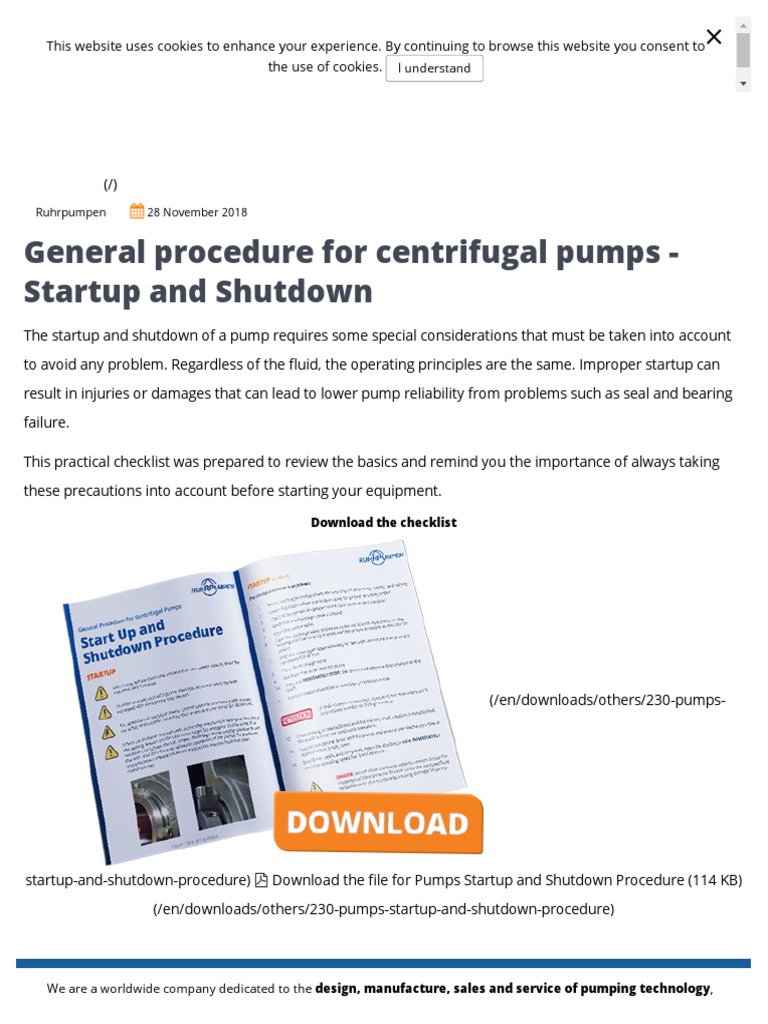 Pump Startup and Shutdown Procedure - Ruhrpumpen | PDF | Pump ...