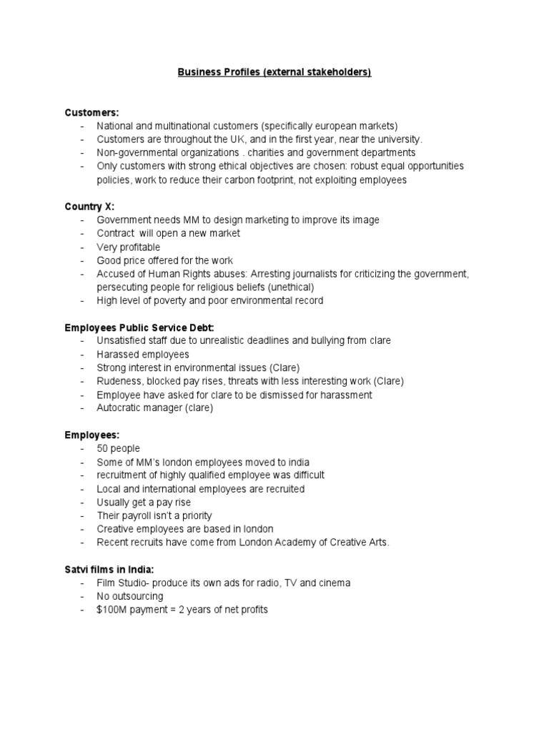External Stakeholder Profiles | PDF