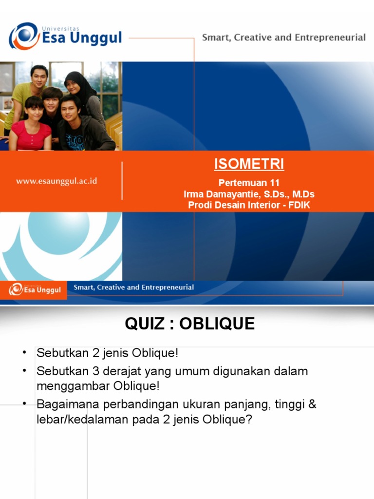 Isometri: Pertemuan 11 Irma Damayantie, S.DS., M.Ds Prodi Desain Interior - FDIK | PDF | Metode ...