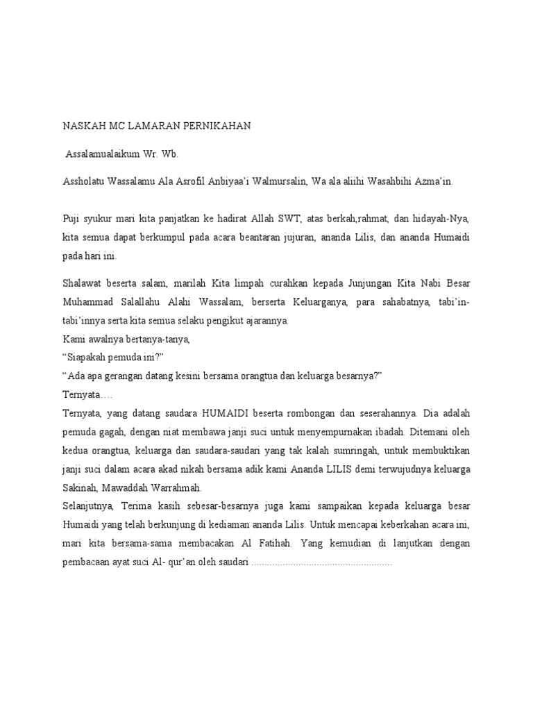 Naskah Lamaran MC | PDF