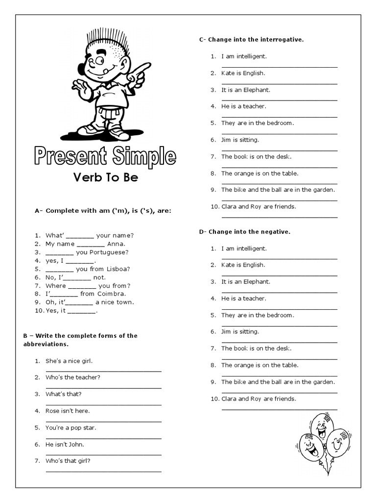 Verb To Be Homework | PDF