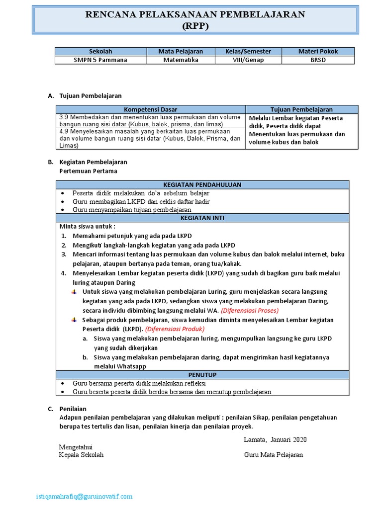 RPP Bangun Ruang Sisi Datar | PDF