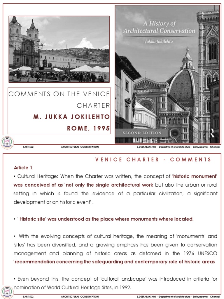 Venice Charter | PDF | World Heritage Site | Archaeology