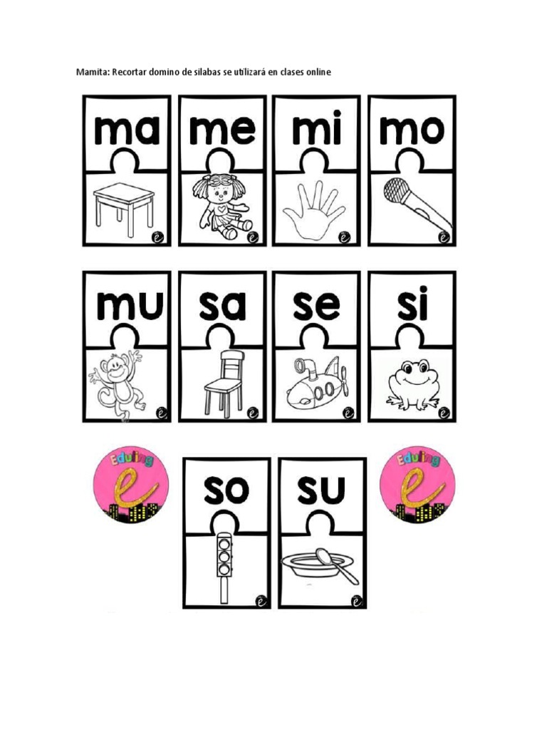 Dominó de sílabas para clases online | PDF