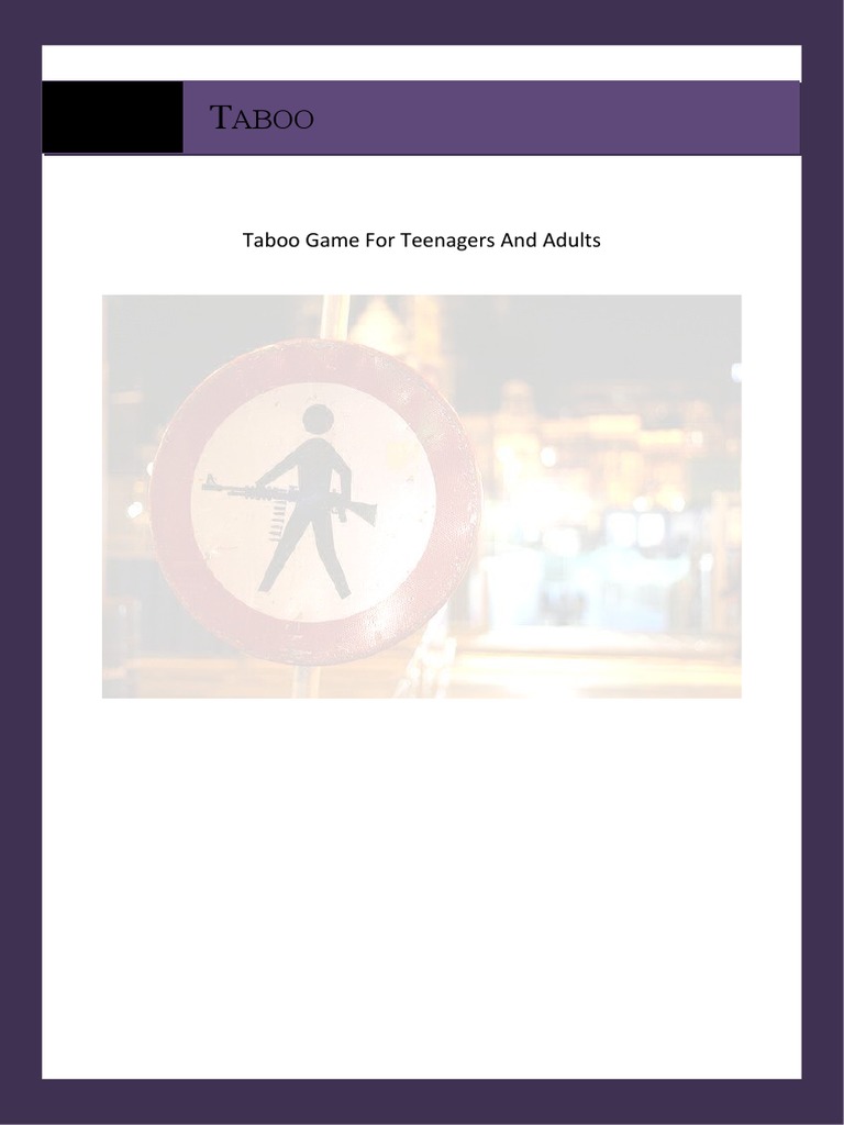 Taboo: A Word Association Game for Teenagers and Adults | PDF | Spider ...
