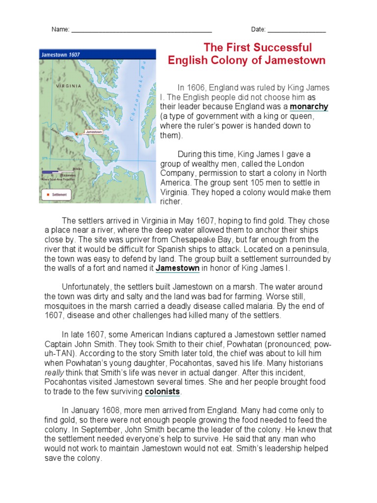 Jamestown COMPLETE Notes | Download Free PDF | Jamestown, Virginia ...