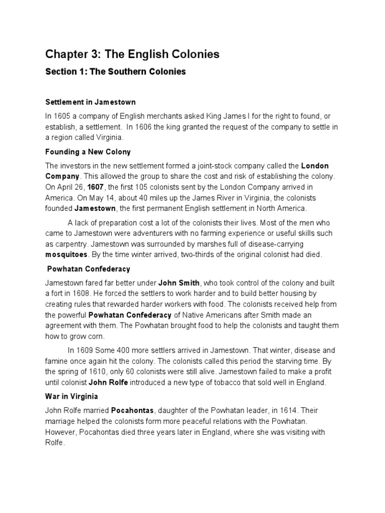 Chapter 3: The English Colonies | PDF | Thirteen Colonies | Slavery
