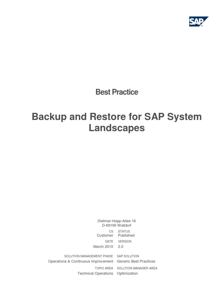 Backup&Restore of SAP Landscapes | PDF | Backup | Databases