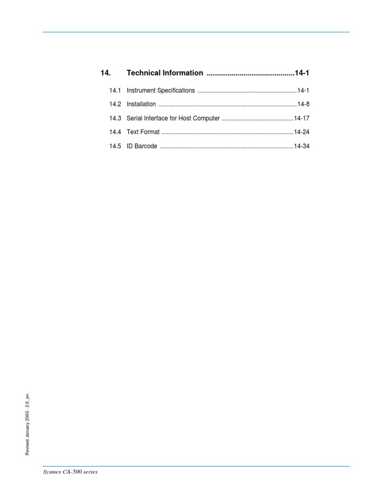 Sysmex CA 500 Series Tech - Data | PDF | Coagulation | Tissue (Biology)