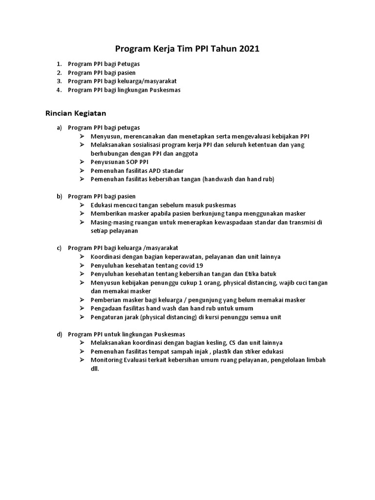 Program Kerja Tim PPI 2021 | PDF