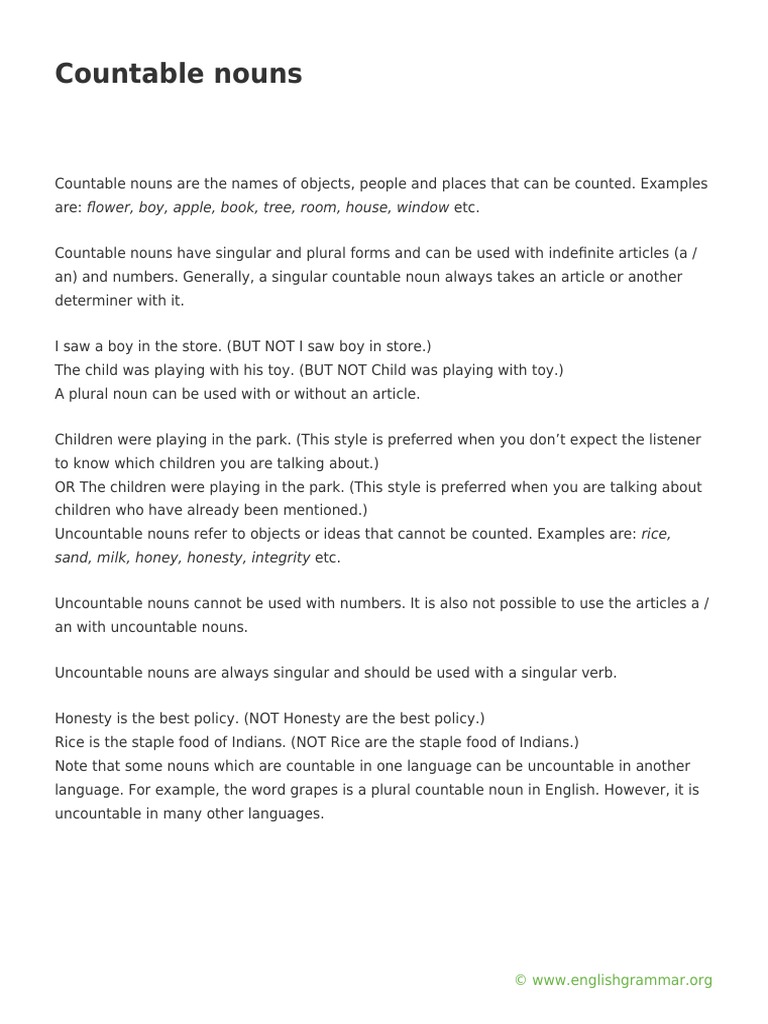 Countable Nouns | PDF