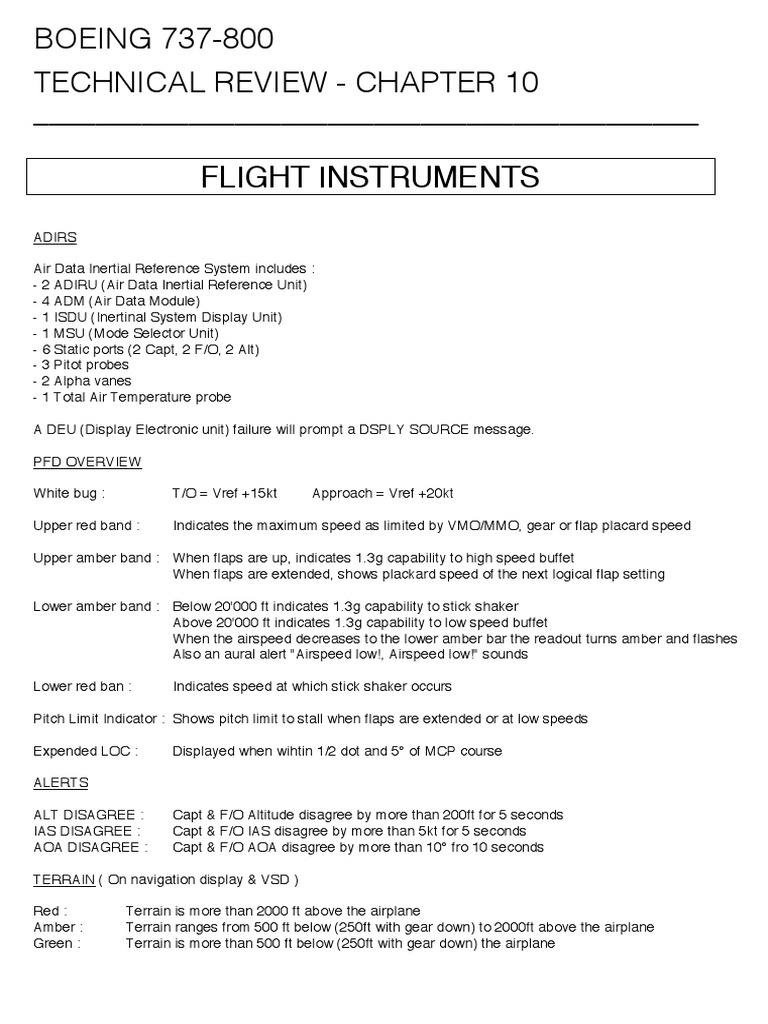 737-800 Flight Instruments Overview | PDF