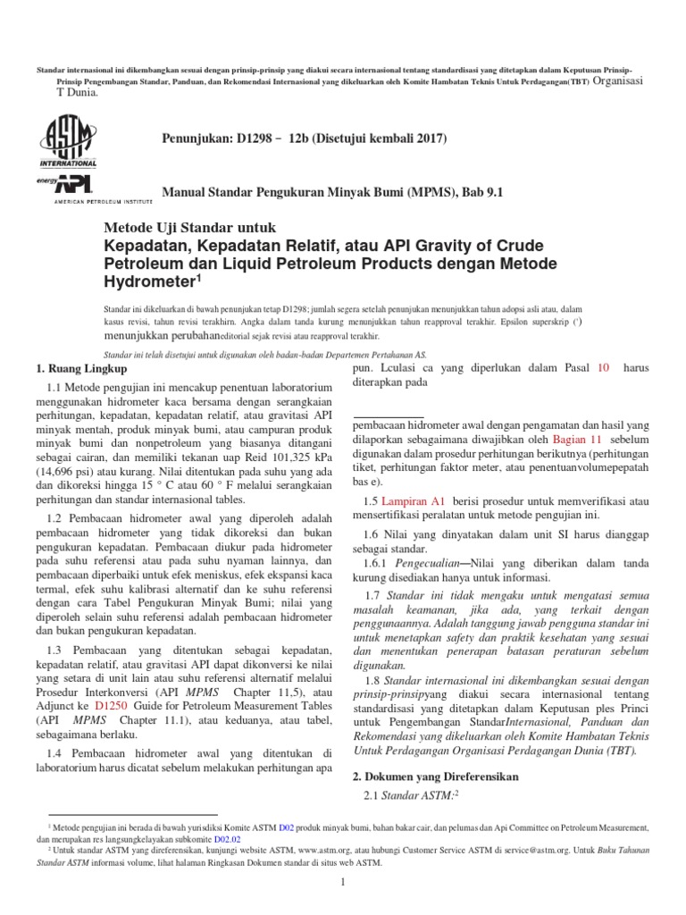 ASTM D 1298-Terjemahan | PDF