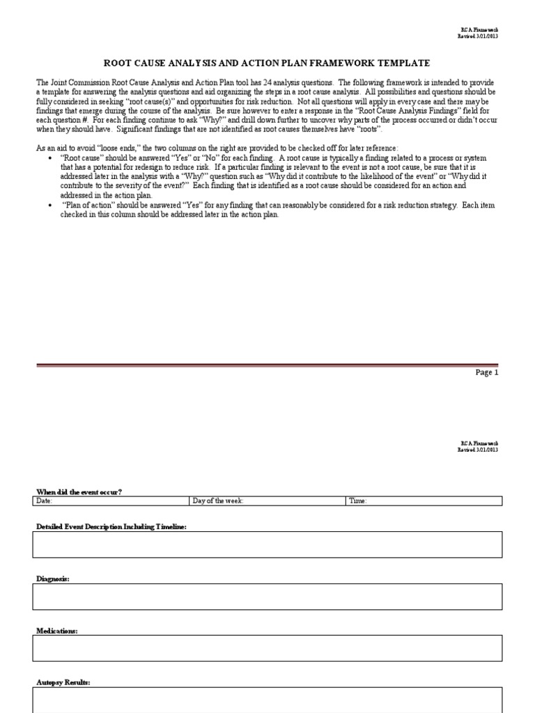 Root Cause Analysis Template 1 | PDF | Risk Management | Risk
