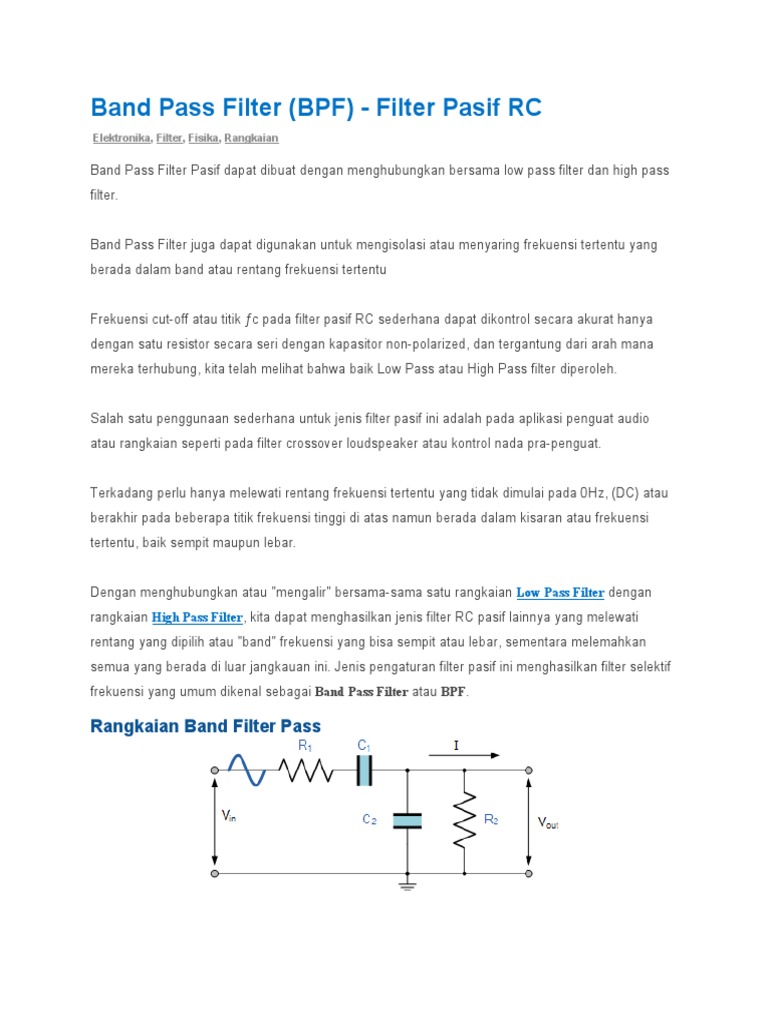 Rangkaian Band Pass Filter Pasif RC | PDF