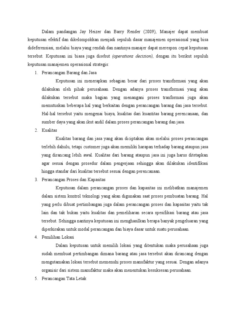 Strategi Manajemen Operasional | PDF | Bisnis