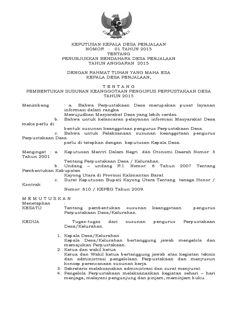 SK Pengelola Perpustakaan | PDF