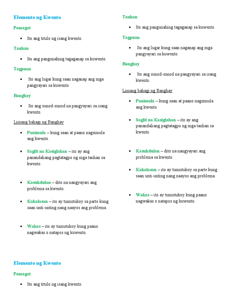 G3 Elemento NG Kwento Notes | PDF