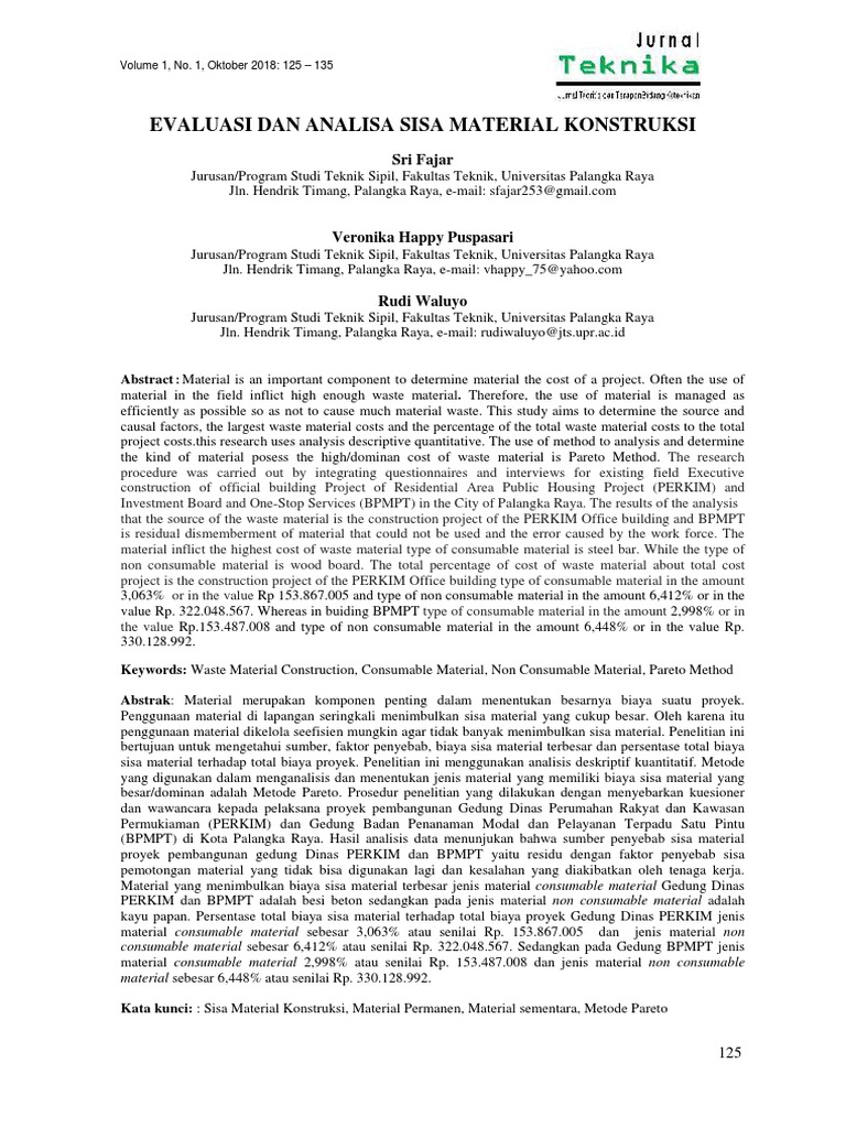 Evaluasi Dan Analisa Sisa Material Konstruksi | PDF | Business
