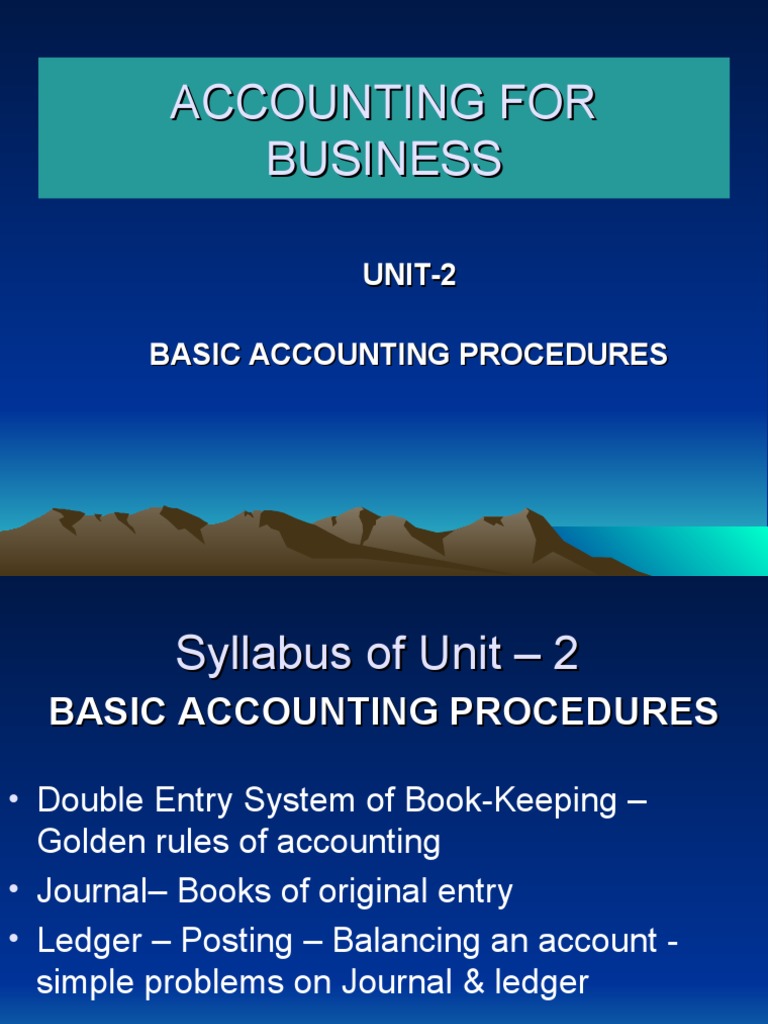 Accounting For Business - Unit 2 | PDF | Debits And Credits | Bookkeeping