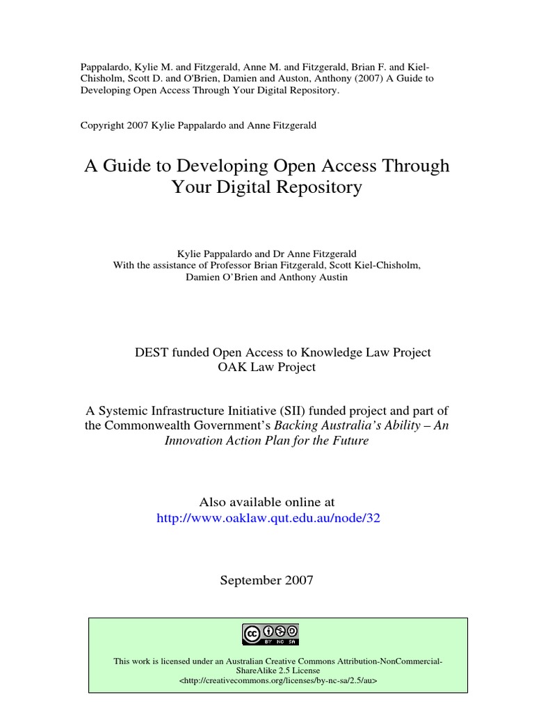 A Guide To Developing Open Access Through Your Digital Repository | PDF ...