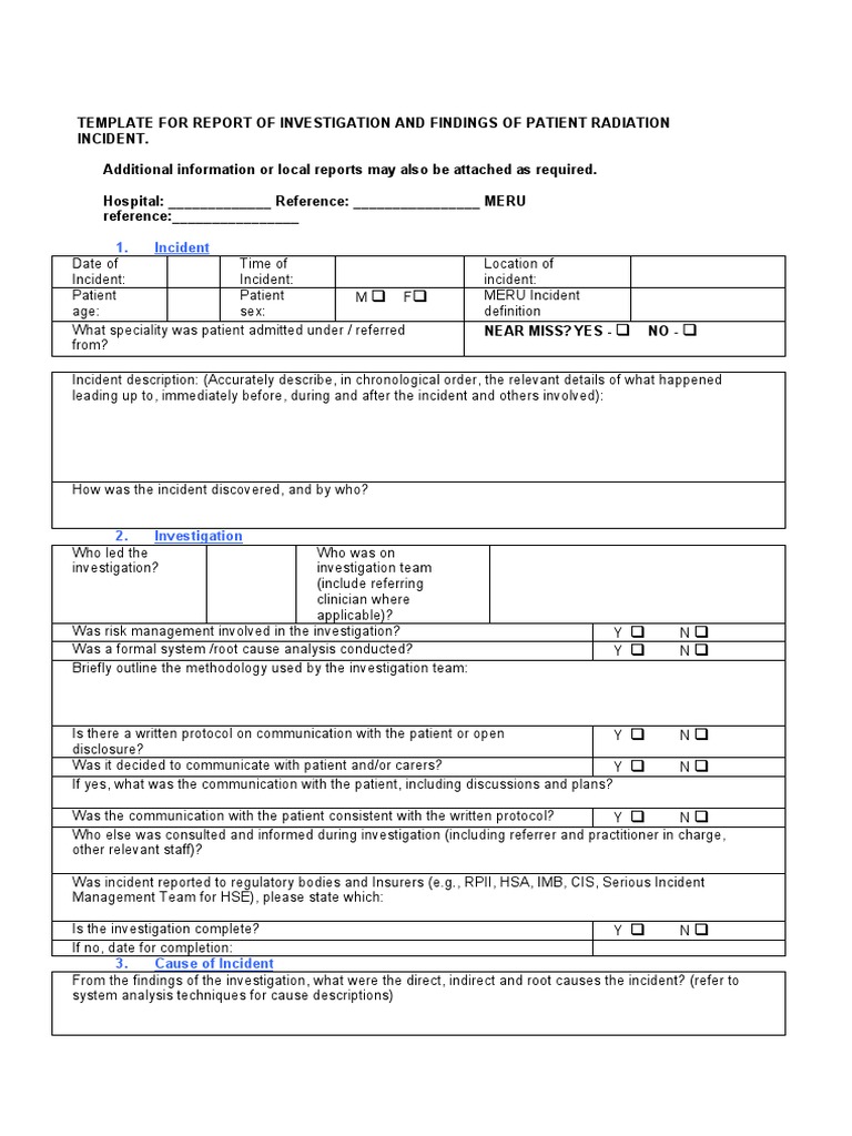 Radiation Incident Investigation Report Form | PDF | Radiation ...