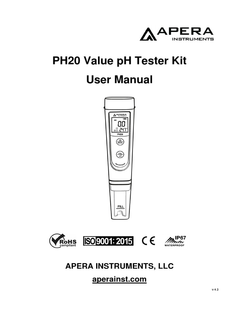 PH20 Value PH Tester Kit User Manual: Apera Instruments, LLC | PDF | Ph ...