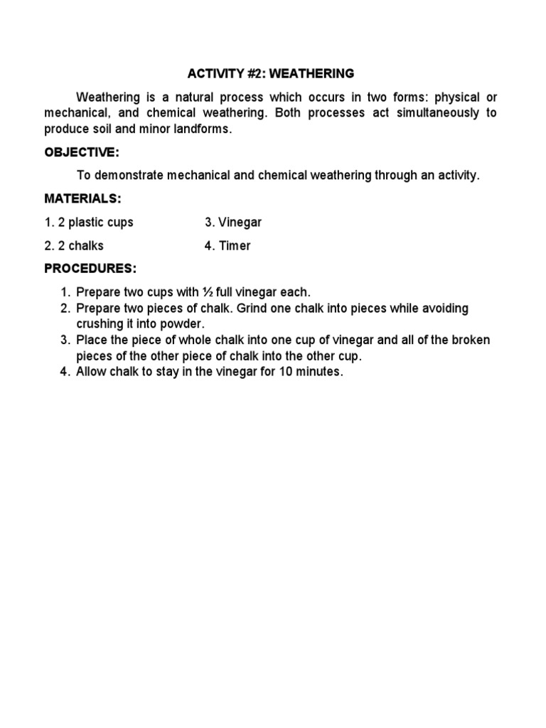 Weathering Experiment | Download Free PDF | Chalk | Weathering
