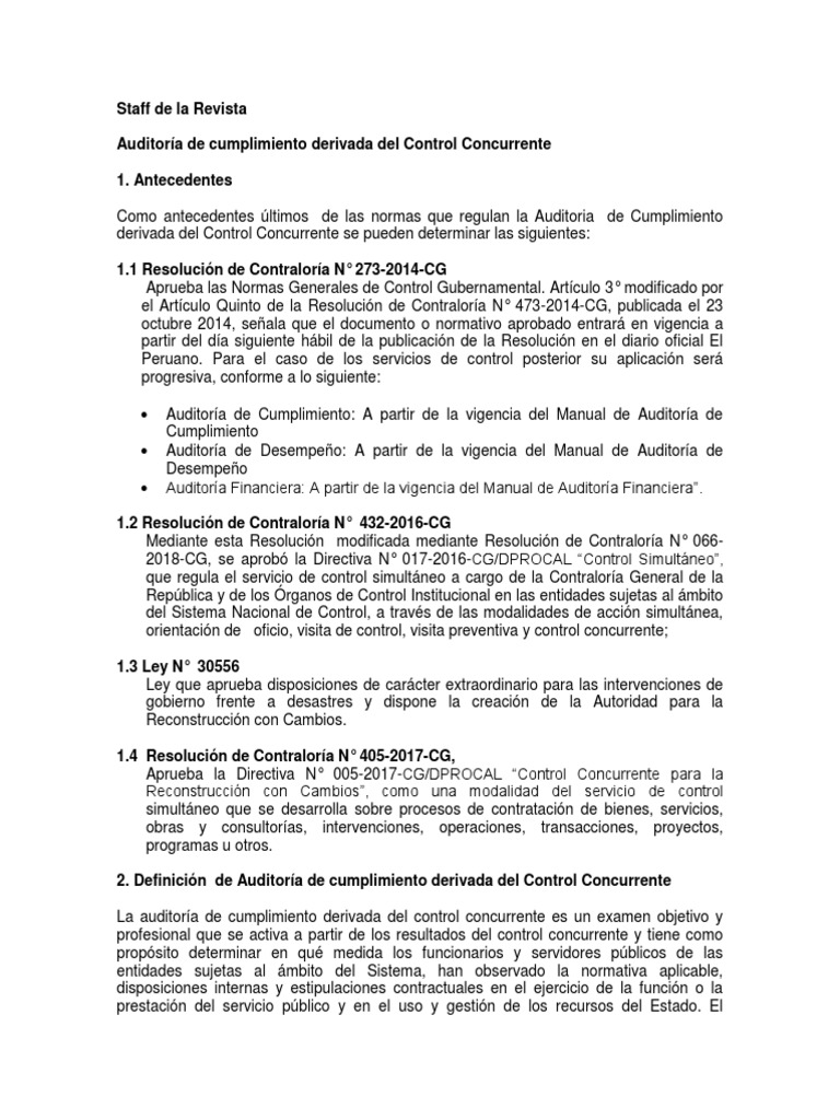 Auditoría de Cumplimiento Derivada Del Control Concurrente | PDF | Auditoría | Planificación