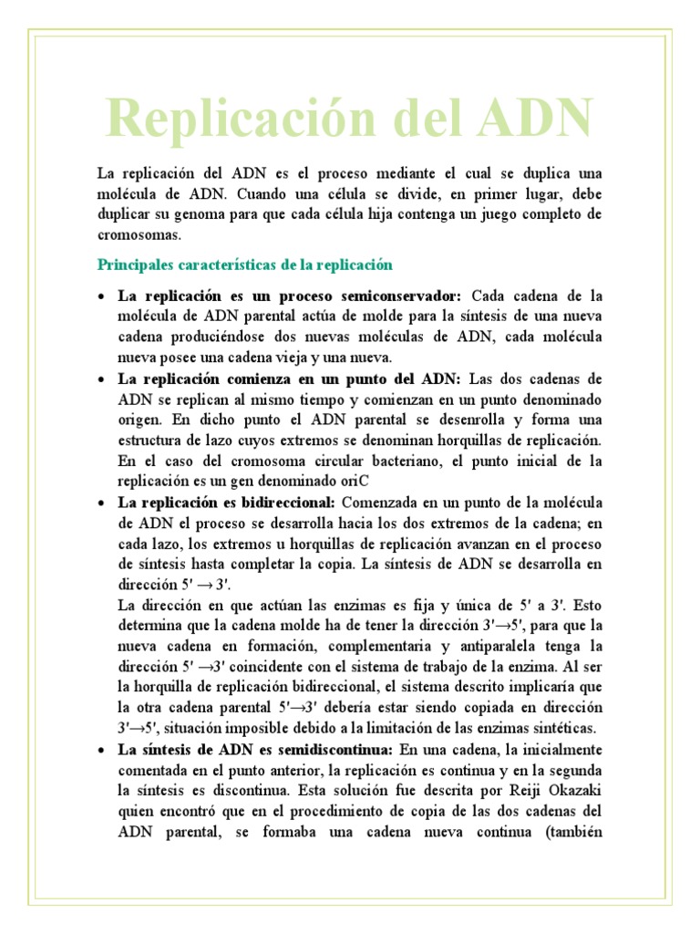 Replicación Del ADN | Descargar gratis PDF | Replicación De Adn | Adn