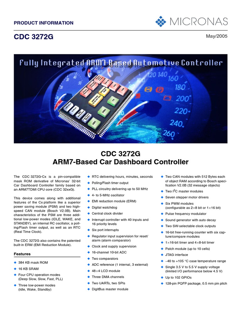 CDC 3272G ARM7-Based Car Dashboard Controller | PDF | Digital Electronics | Computing