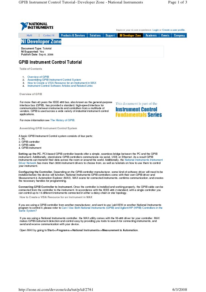 GPIB Instrument Control Tutorial - GPIB - Nat - Inst | PDF | Electronic Engineering | Computer ...