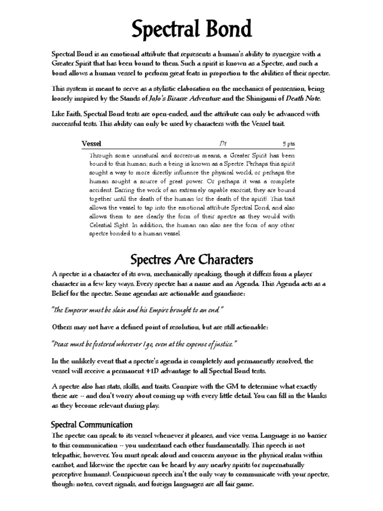 Burning Wheel - Spectral Bond | PDF | Ghosts