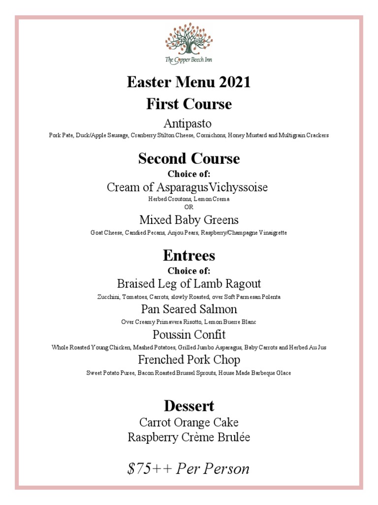 Easter Menu 2021 | PDF