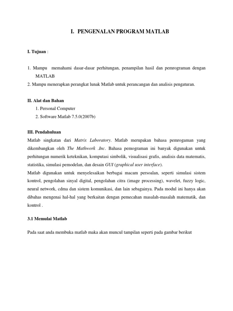 Pengenalan Program Matlab | PDF