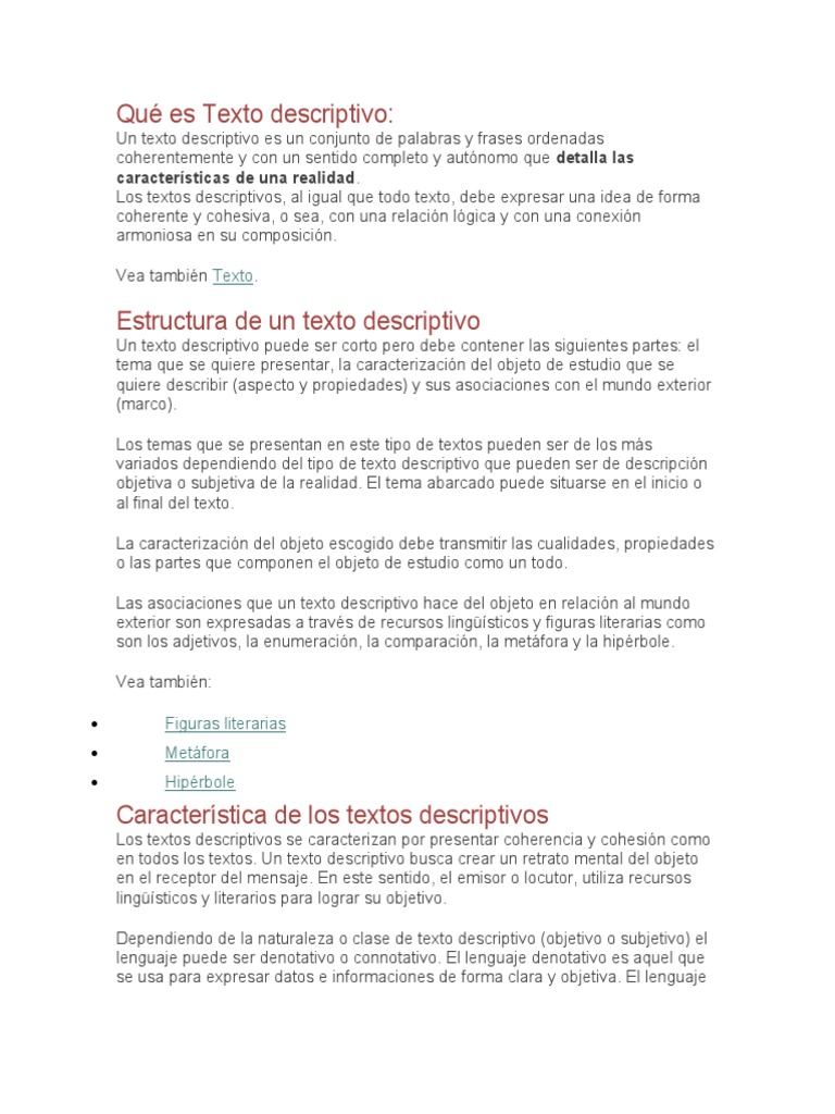 Lenguaje y Comunicacion (Textos Descriptivos) | PDF | Metáfora | Retrato