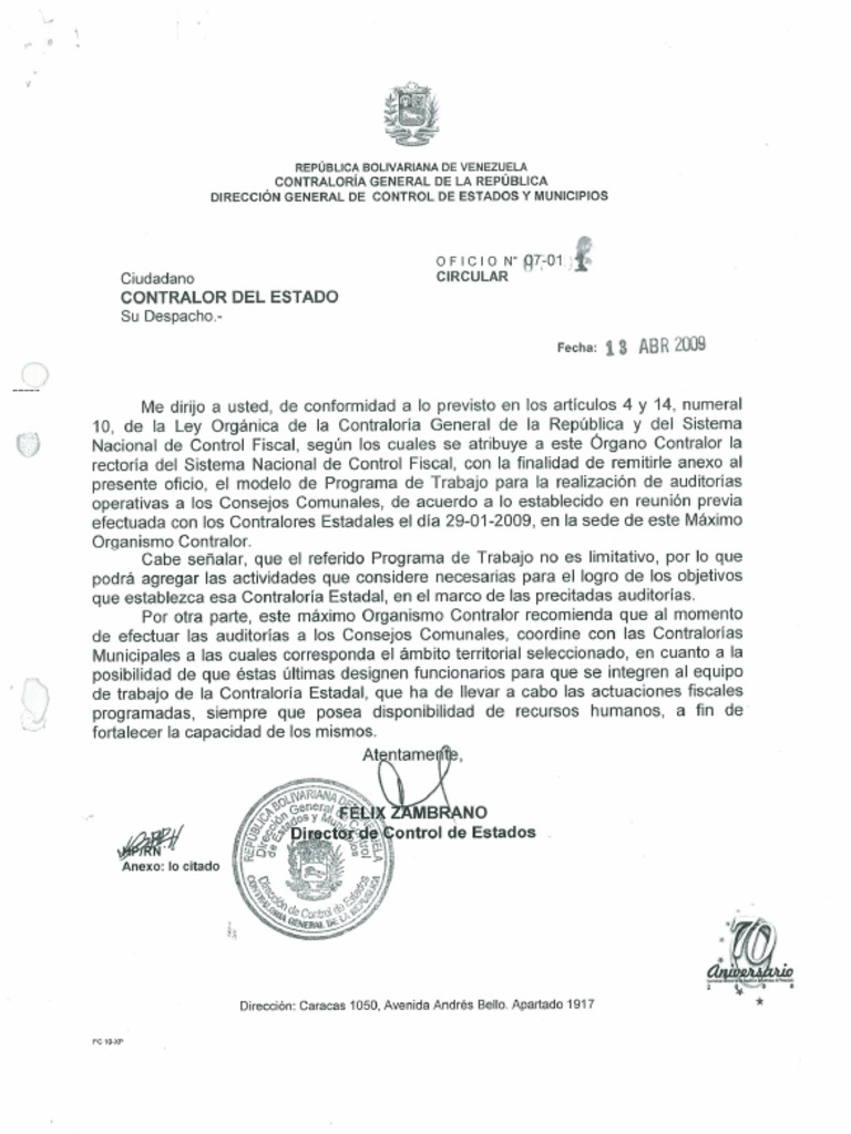 Instrucciones de La CGR para Efectuar Las Auditorías A Los Consejos Comunales | PDF
