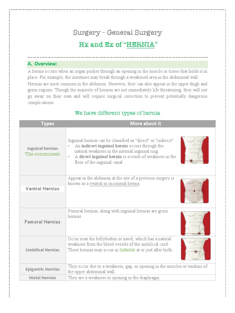 Examination of a Hernia: A Guide to the History, Physical Exam, Types ...