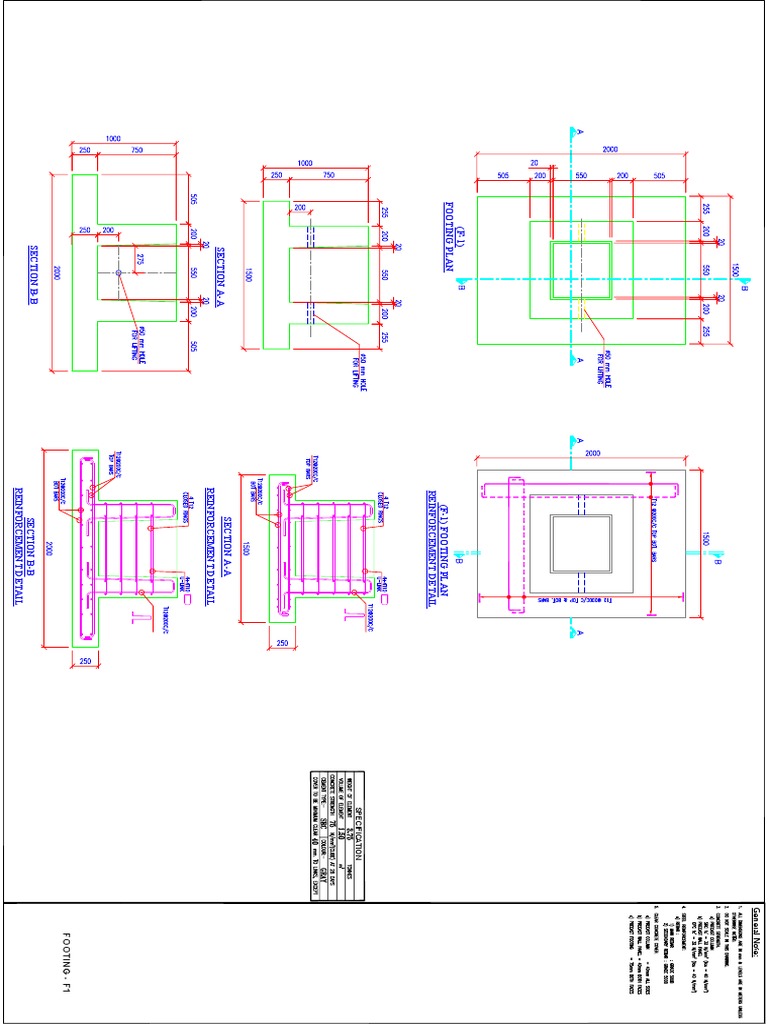 03-f1 Footing Shop Drawing | PDF