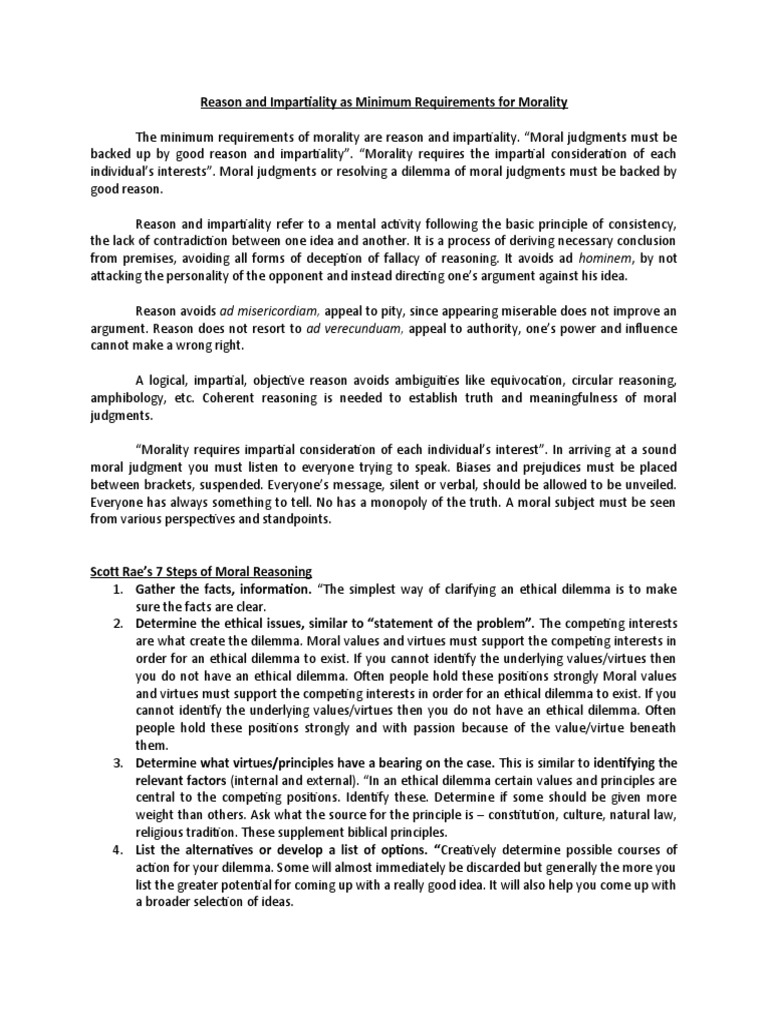 Reason and Impartiality As Minimum Requirements For Morality | PDF | Value (Ethics) | Reason