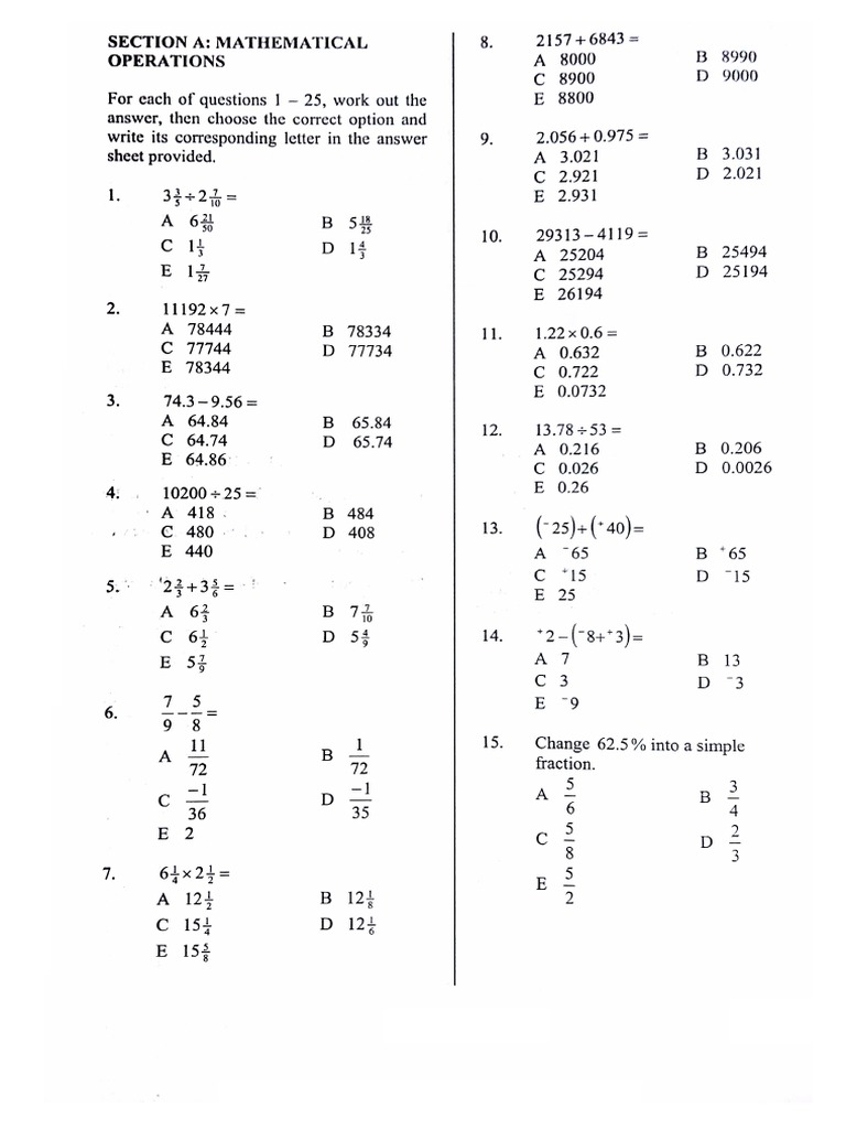 Necta Grade 7 Entrance Exam 3 | PDF